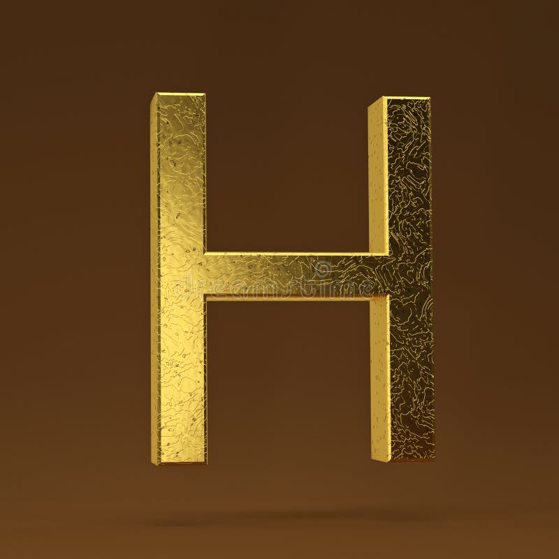 3D Render Illustration. Golden Capital Letter - H Stock Illustration ...