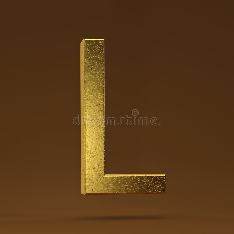 3D Render Illustration. Golden Capital Letter - L Stock Illustration ...