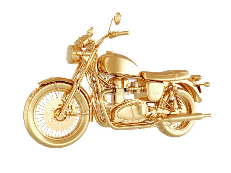 3D Render Illustration of a Golden Motorcycle. Stock Illustration ...