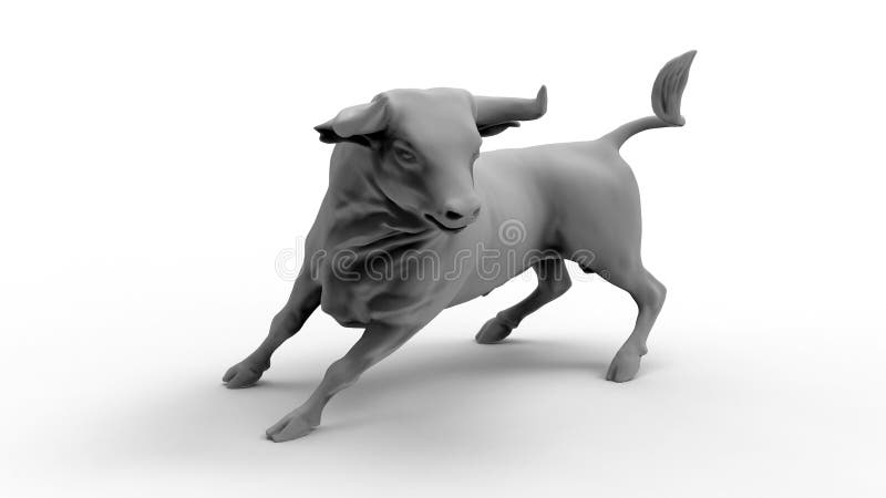 3D render - grey bull stock illustration. Illustration of design ...