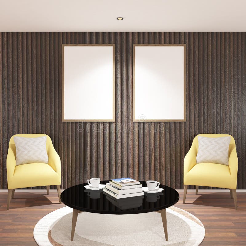 3d Render Illustration of Guest Room with Round Table, Armchairs and ...