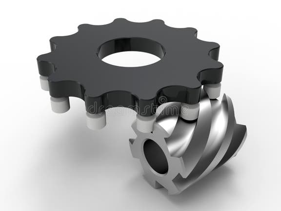 3D Rendering - Inclined Cog Assembly Stock Illustration - Illustration ...