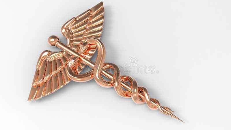 3D Rendering - Rose Gold Caduceus Symbol Stock Illustration ...