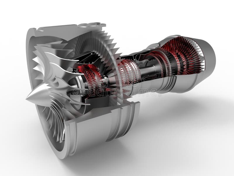 Jet engine section cut stock illustration. Illustration of engine ...