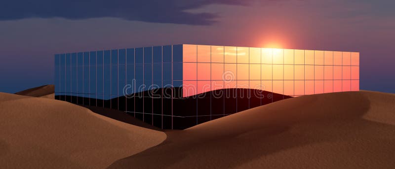 3d Render Illustration a Large Building with a Reflection of the Sun on ...