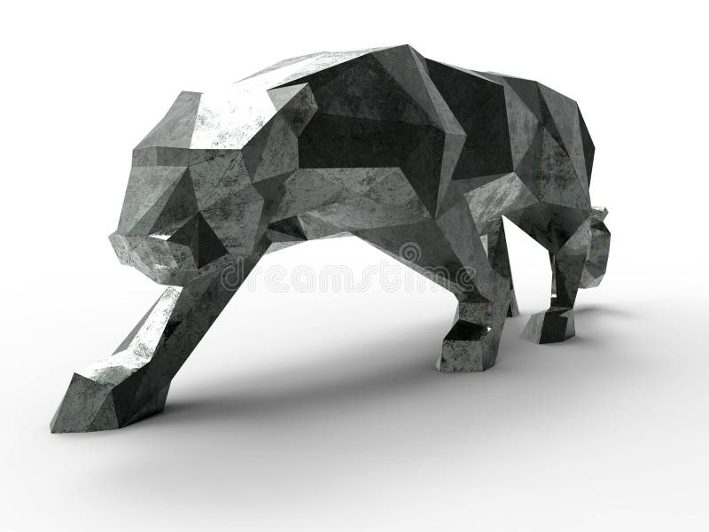 3D Rendering - Metallic Low Polygonal Puma Stock Illustration ...