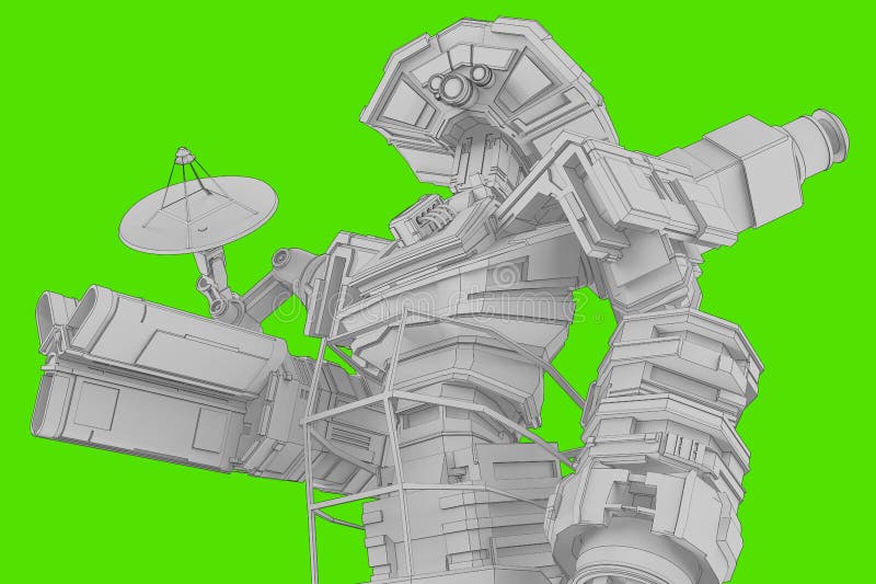 3d Render Illustration of Lowpoly Robot on Greenscreen Backgorund Stock ...