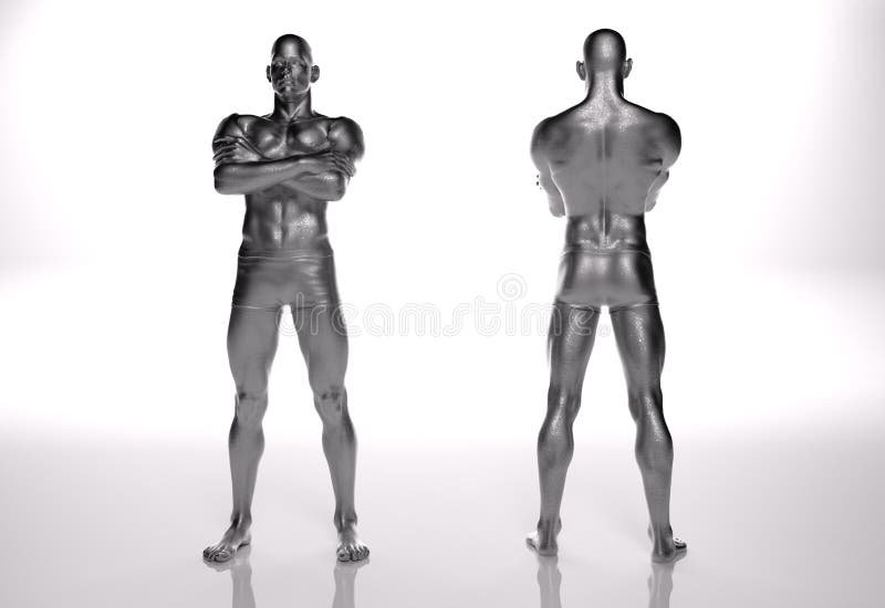 3D Render : an Illustration of a Male Character Model with Silver ...