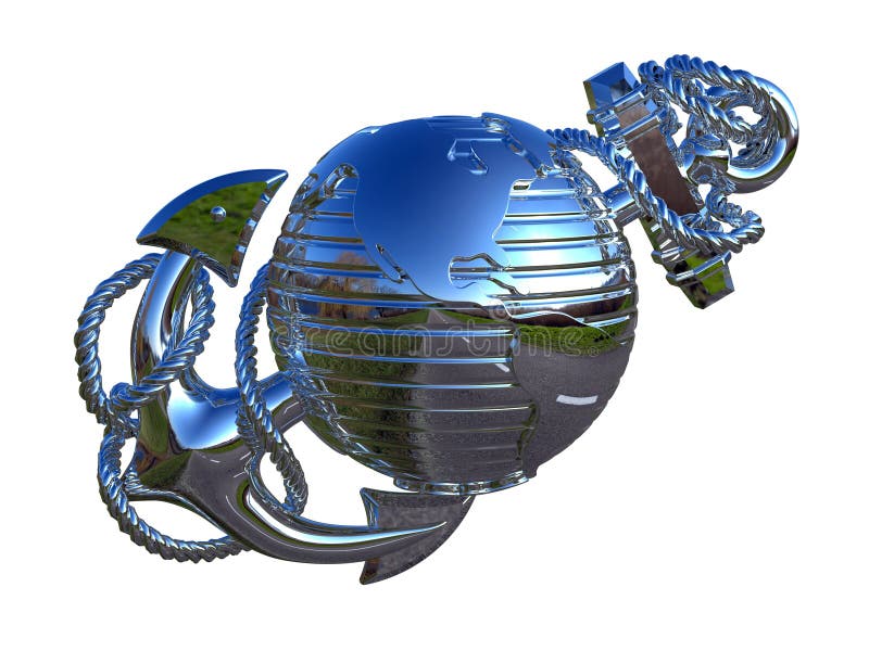 3D Rendering - Metallic Earth Globe with Anchor Stock Illustration ...