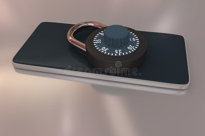 3d Render Illustration of a Mobile Device Security Concept Stock ...