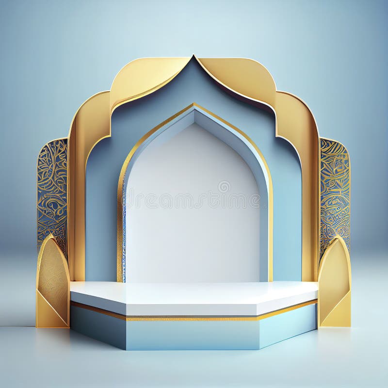 3d Render Illustration of Mosque Stage for Podium or Ramadan Product ...