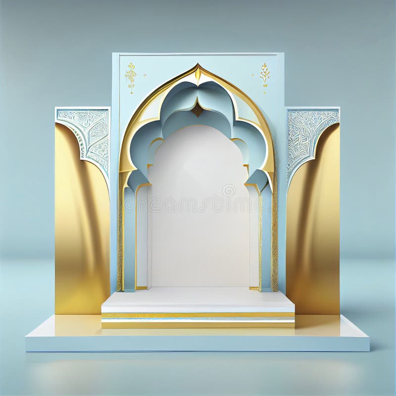 3d Render Illustration of Mosque Stage for Podium or Ramadan Product ...