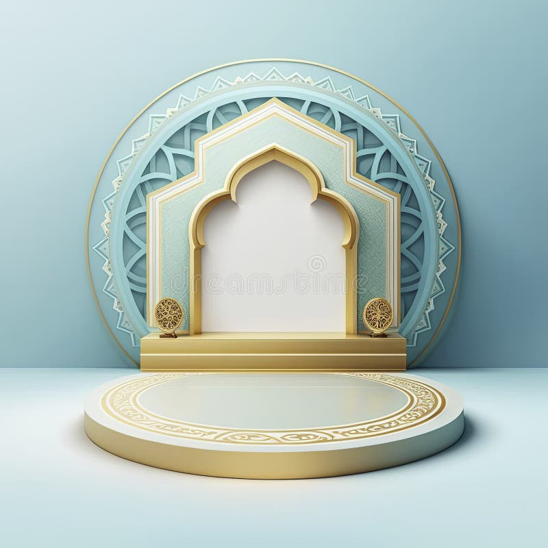 3d Render Illustration of Mosque Stage for Podium or Ramadan Product ...