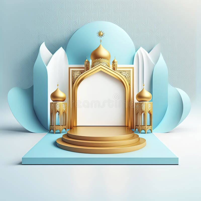 3d Render Illustration of Mosque Stage for Podium or Ramadan Product ...