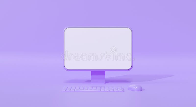 3d Render Illustration of Mouse Laptop Computer Screen on Purple ...
