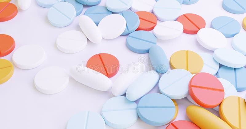 3d Render Illustration Multicolored Tablets of Different Shapes are ...