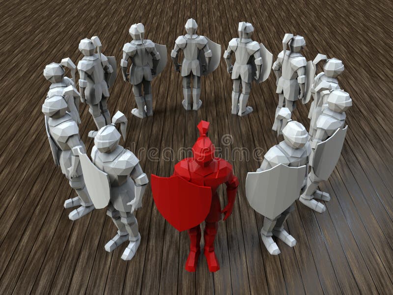 3D Render - Knight Leader Highlighted in Red Stock Illustration ...