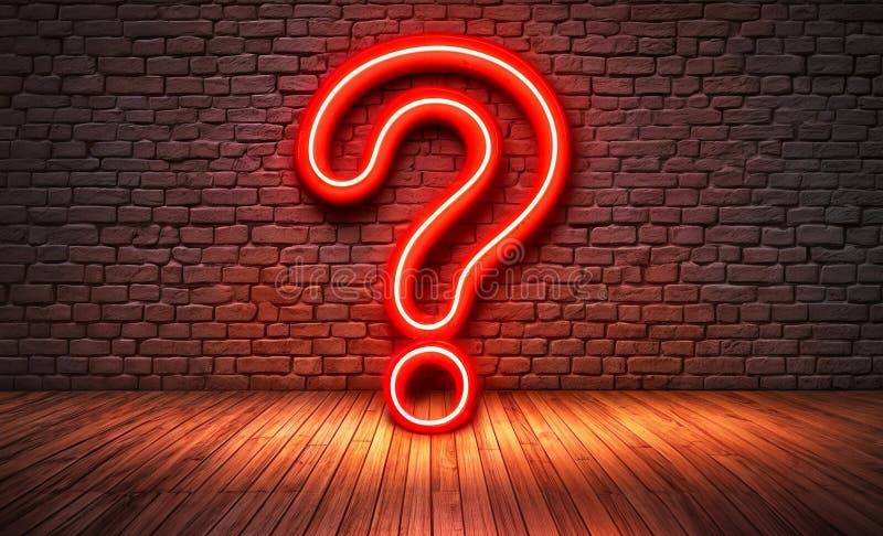 3d Render Illustration of a Neon Question Mark Sign Stock Illustration ...