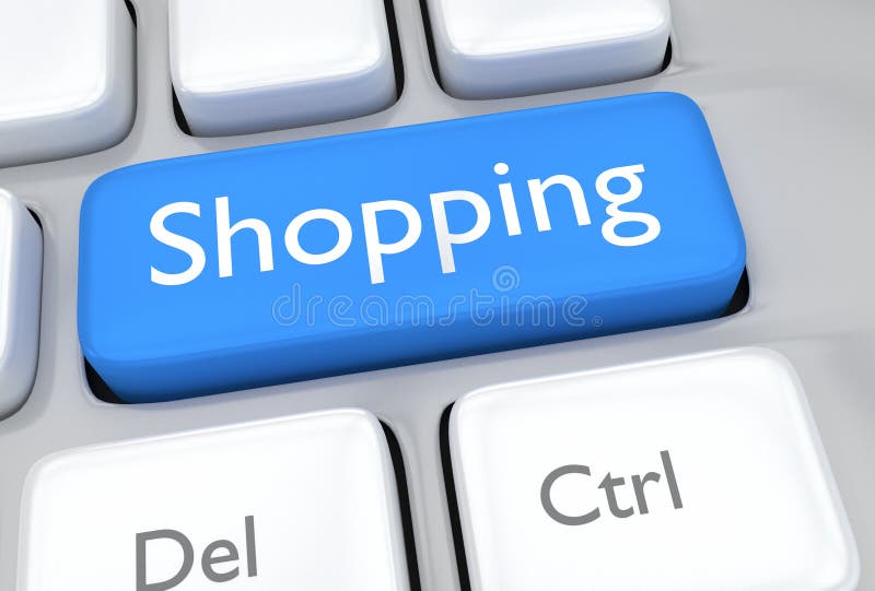 3D Render Illustration of Online Shopping Key Stock Illustration ...