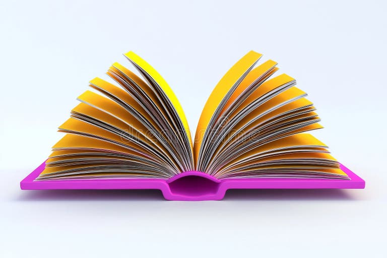 3D Render Illustration of Open Book with Pink Hardcover. Stock ...