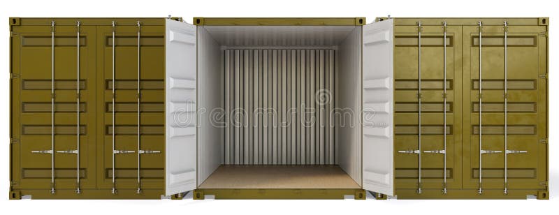 3d Render Illustration of a Opened and Closed Cargo Container Wall ...