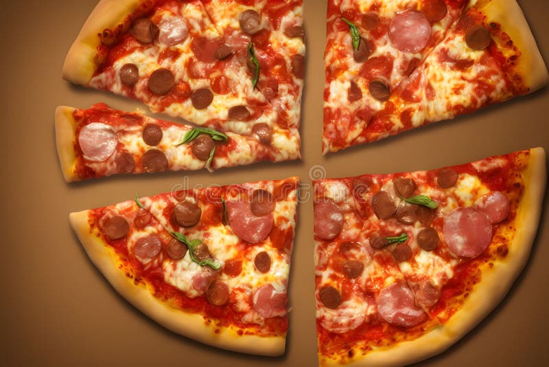 3d Rendering Illustration of a Pizza with Cheese and Meat Stock ...