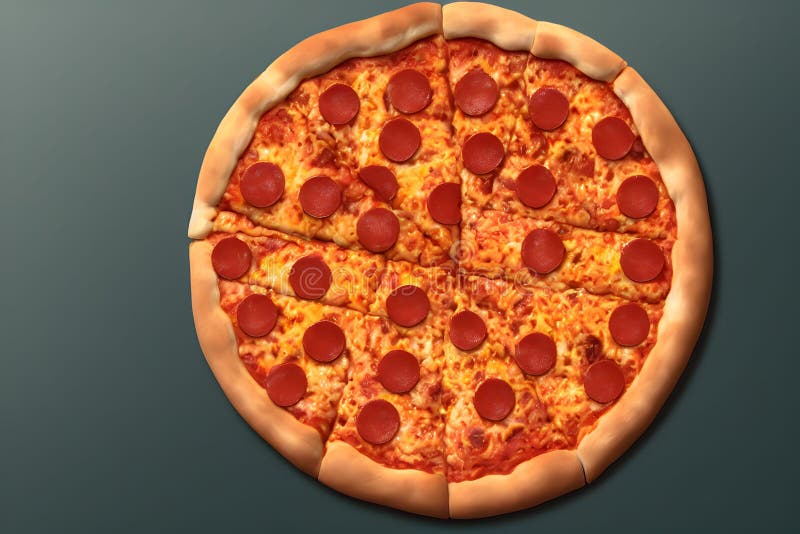 3d Rendering Illustration of a Pizza with Cheese and Meat Stock Image ...