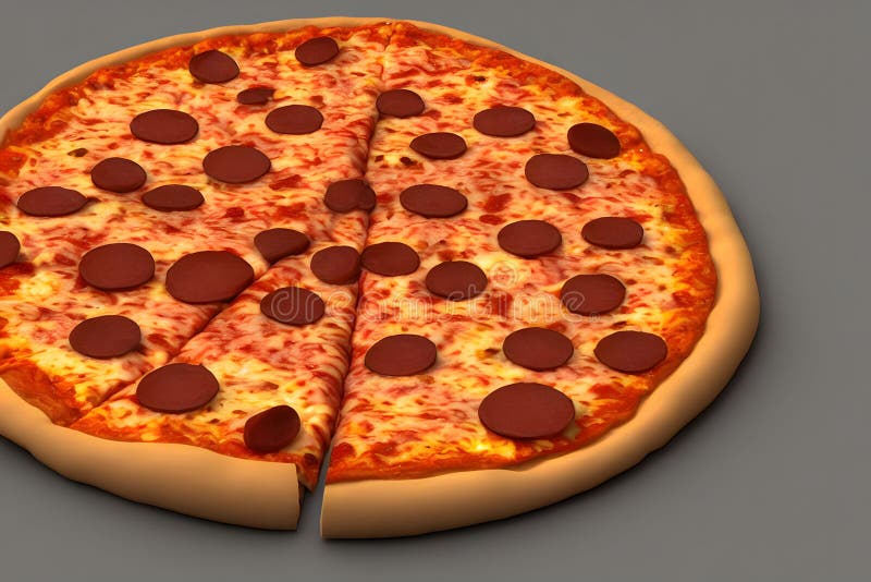 3d Rendering Illustration of a Pizza with Cheese and Meat Stock Photo ...