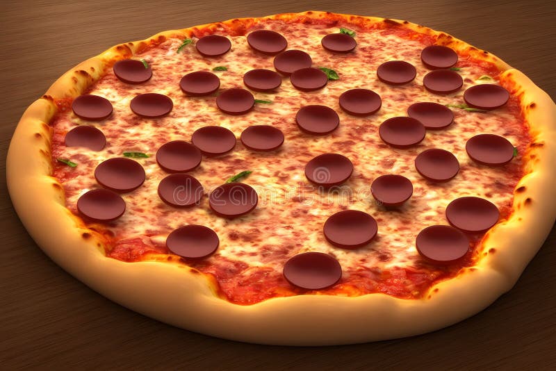 3d Rendering Illustration of a Pizza with Cheese and Meat Stock ...