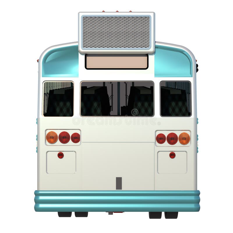 Retro 1970 Bus- Back View White Background 3D Rendering Ilustracion 3D ...