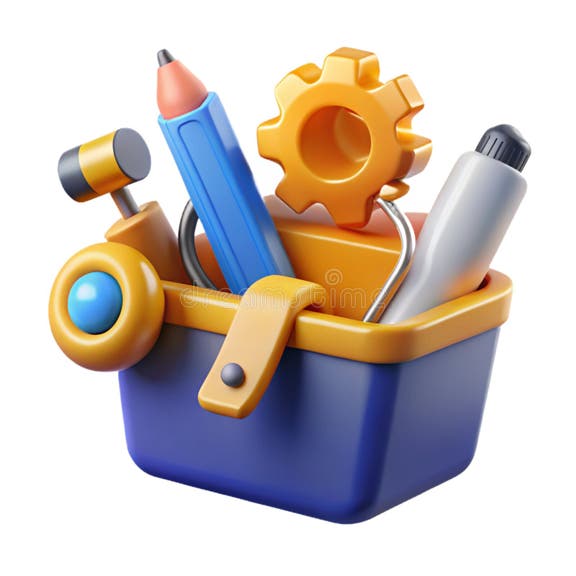3D Render Illustration of Productive Tools with Transparent Background ...