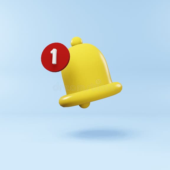 3D Render Illustration of a Push Notification Bell Stock Illustration ...