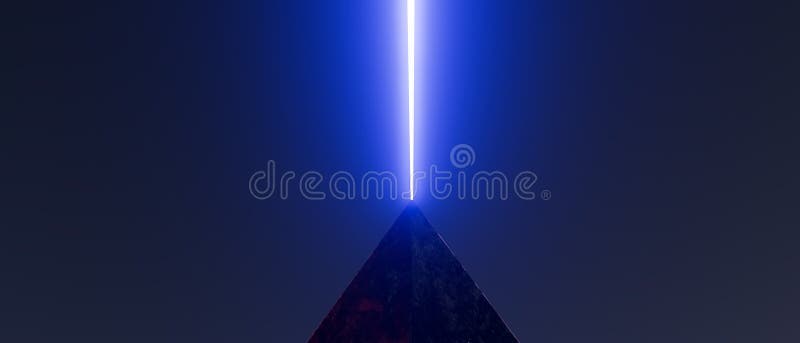 3d Render Illustration a Pyramid with a Blue Light Shining on it Stock ...