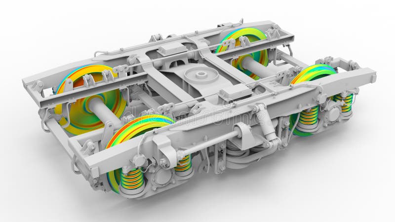 3D Rendering - Railway Platform Wheels and Suspension Analysis Stock ...