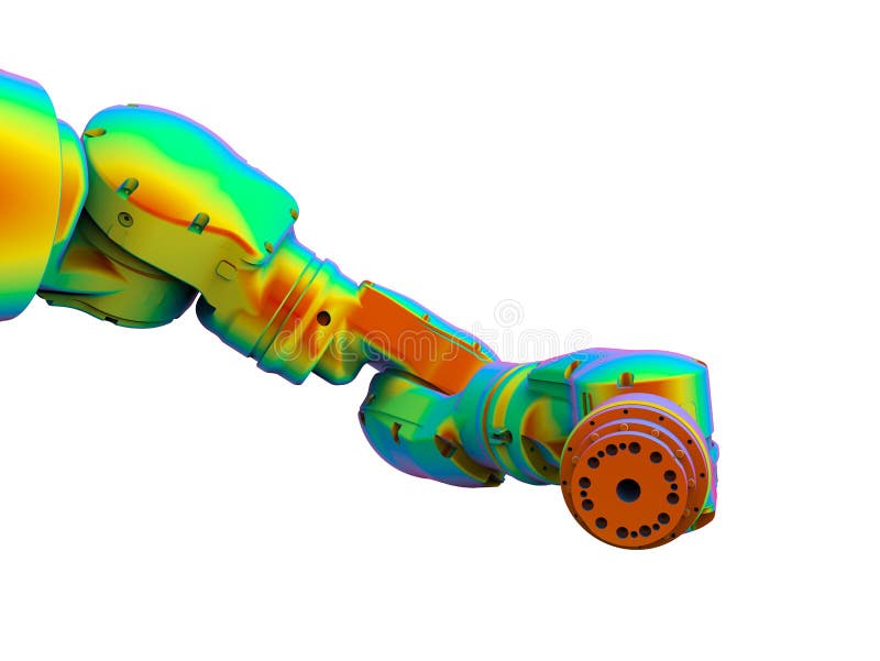 3D Rendering - Rainbow Colored Industrial Robotic Arm Stock ...