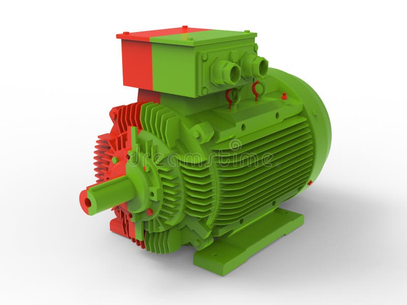 3D Rendering - Red and Green Electric Motor Stock Illustration ...