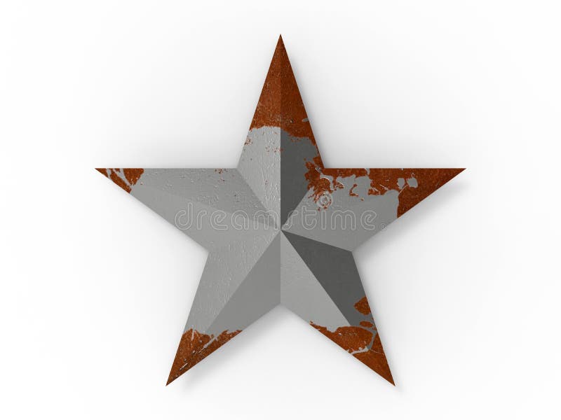 3D Rendering - Rusted Metallic Star Stock Illustration - Illustration ...