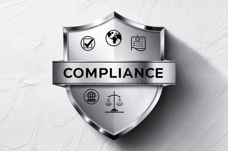 3d Illustration Render Shield with Word Text Compliance, Symbolizing ...