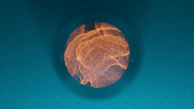 3d Render Illustration of a Sphere in Blue with a Fireball in the ...