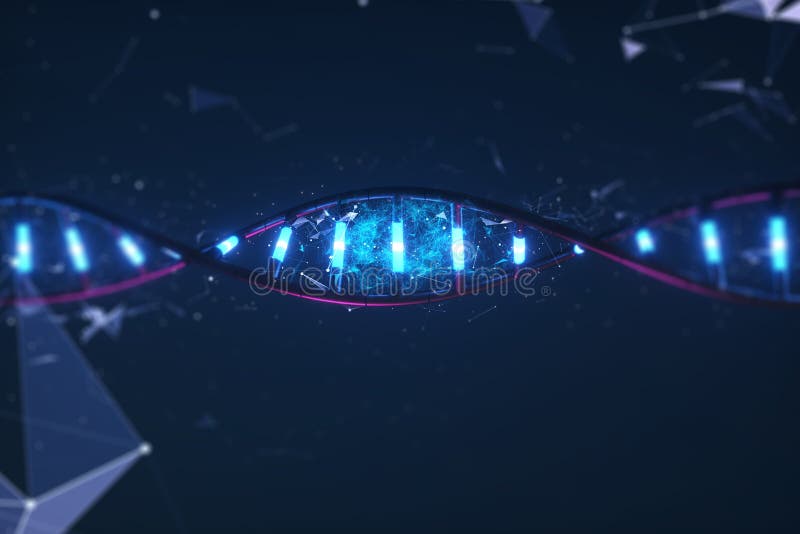 3D Render Illustration Technological DNA Model Stock Illustration ...