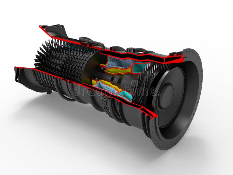 3D Rendering - Section View of a Turbine Stock Illustration ...