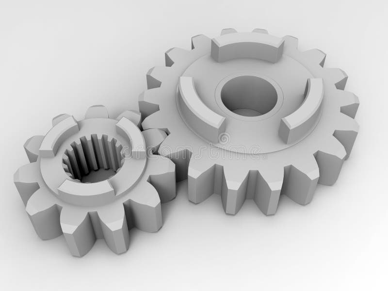 3D Rendering - Two Gear Assembly Stock Illustration - Illustration of ...