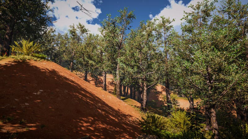 Computer Designed Natural Landscape with Forest Environment 3D Render ...