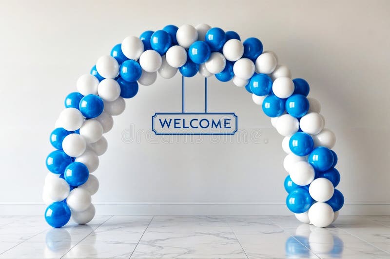 3d Render Illustration of Balloons Forming a Arc Gate and Word Text ...