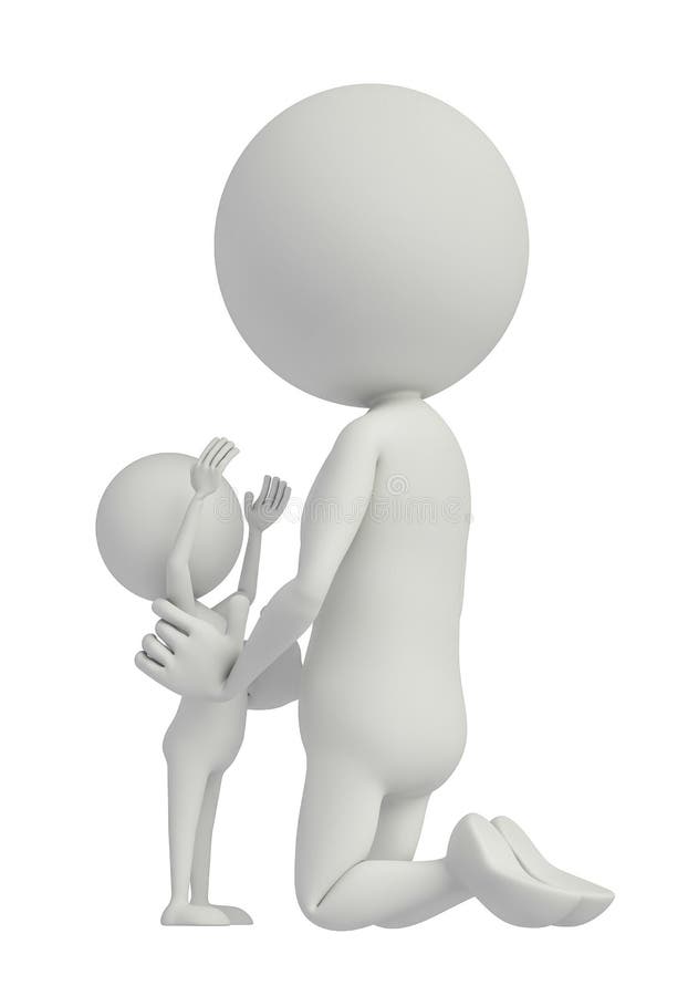 3d white man with child stock illustration. Illustration of design ...