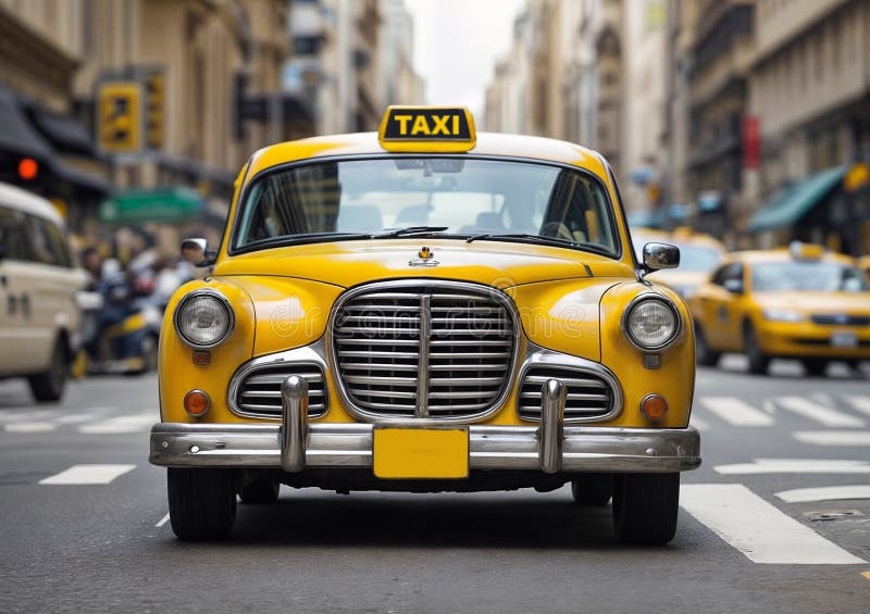 3d Render Illustration of a Yellow Taxi Cab Stock Illustration ...