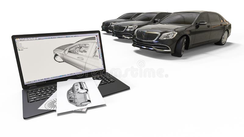 Computer Aided Design in Automotive for Engineers Stock Illustration ...
