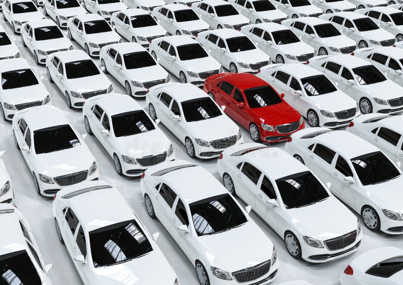 3D Render Image of a Fleet of Luxury Car with One in Different Color ...