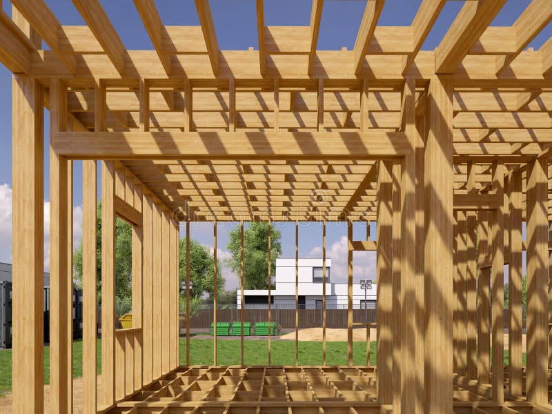 3d Render Image of Frame House. 3D Illustration of Frame House. Stock ...