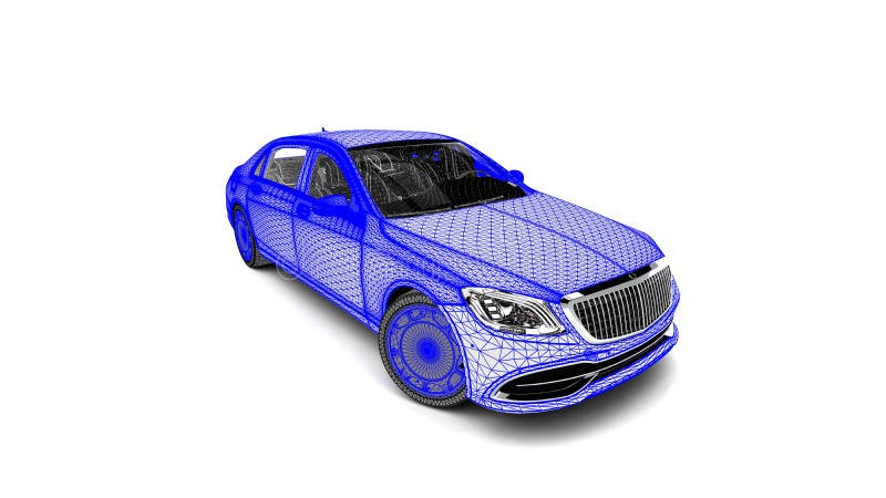 3D Render Image of a High Class Car in a Mesh Body Stock Illustration ...
